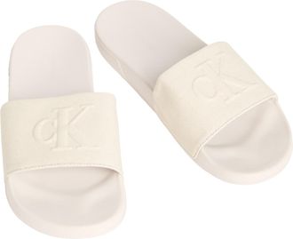 Calvin Klein Badepantolette CALVIN KLEIN ESS SLIDE HF MONOGRAM CV, Herren, Gr. 42, beige, Textil, unifarben, Basic, Schuhe, Sommerschuh, Strandschuh, Badeschuh, Fl