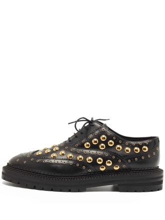 Burberry chaussures oxford en cuir à détails de clous - Noir