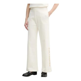 Karl Lagerfeld Logo Baumwoll Hose mit weitem Bein - - Trousers - Damen - Wei&szlig; - S