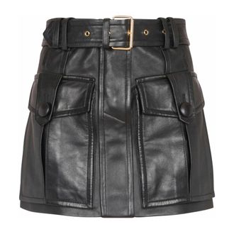 Balmain Kurzer Rock aus Lammleder - - Skirts - Damen - Schwarzk - S