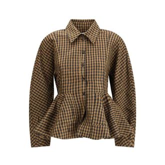 Ganni Femme, Blouses et Chemises, Multicolore, Taille: 38 FR Blouse en polyester &agrave; imprim&eacute; abstrait