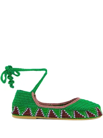 Kashura Geh&auml;kelte Ballerinas - Gr&uuml;n