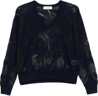 Dries Van Noten Femme, Pulls, Bleu, Taille: 42 FR V-neck Tricots