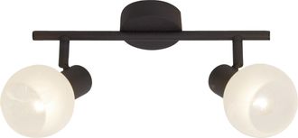 Lightbox Basic Spotrohr - 31 x 17 cm, &Oslash; 8 cm - Deckenstrahler im Laushaus Stil - mit Glas Schirmen & schwenkbaren K&ouml;pfen - 2 x E14, max. 40 W - aus Metall/Glas