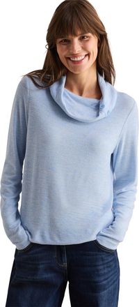 Cecil Damen B322615 Kuscheliges Melange-Shirt, Light Blue Melange, S EU