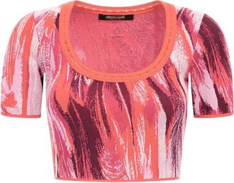 Roberto Cavalli Plumange Print Top - - Blouses & Shirts - Damen - Rosa - S