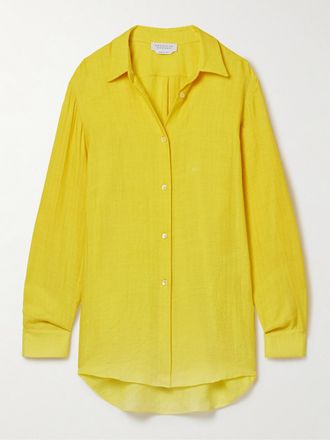 Gabriela Hearst Surchemise En Cachemire Et Soie M&eacute;lang&eacute;s &Agrave; Chevrons Reyes - Jaune
