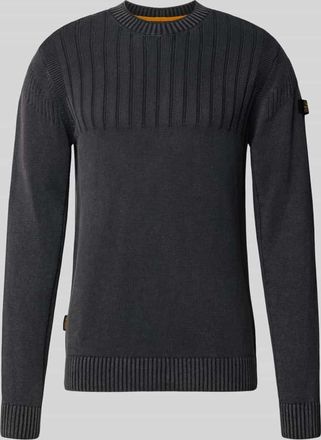 PME Legend Regular Fit Strickpullover aus reiner Baumwolle mit Label-Detail