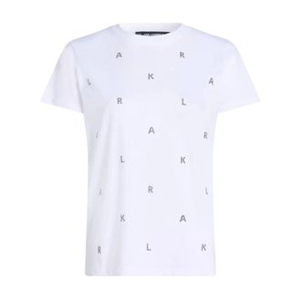 Karl Lagerfeld Femme, Tops, Blanc, Taille: 40 FR T-Shirt Blanc Lettres Strass