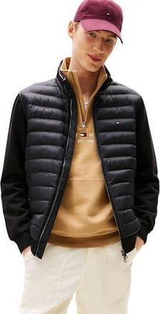 Tommy Hilfiger Sweat avec Fermeture &Eacute;clair Homme Mix Media Stand Collar Veste en Duvet, Noir (Black), M