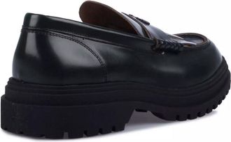 Fred Perry Mens Logo Fringed Penny Loafers Green Shoes > & Sandals