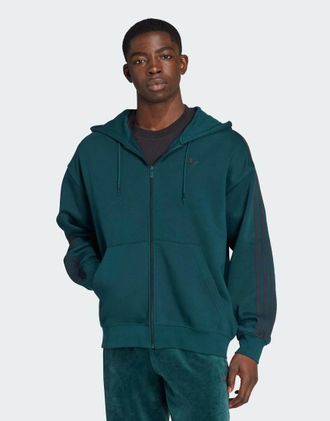 adidas Originals Adidas adicolor - Sweat &agrave; capuche oversize zipp&eacute; - Lierre aurora/noir-Vert