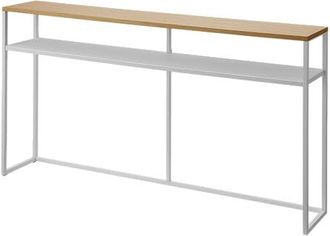 Yamazaki Tableware Yamazaki 2028 Tower Konsolentisch mit Regal, Wei&szlig;, Stahl/Holz, Minimalistisches Design, 126 x 20,5 x 65 cm (LxBxH)