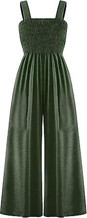 Generic Barboteuse 2 pièces pour femmes, ensemble 2024 tendance, décontracté et confortable, jambes larges, couleur unie, bretelles larges, combinaison dété p