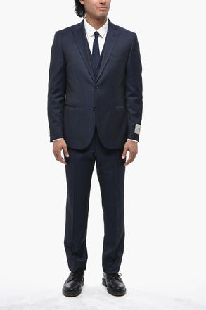 Corneliani CC COLLECTION 3-Teiliger Anzug Aus Schurwolle Mit Spitzrevers Corneliani