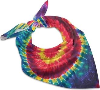 Generic Écharpe carrée en soie légère et colorée en forme de coeur teintée par noeuds pour cheveux, foulard respirant, cadeau pour femme et homme, multicolore