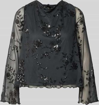 Pieces Loose Fit Langarmbluse mit Paillettenbesatz
