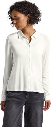 Street One Damen 3227981 Jersey-Shirt im Blusen-Look, Off White, 46