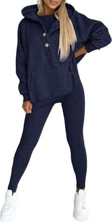 Generic Ensemble de d&eacute;tente pour femme avec capuche et pantalon imprim&eacute; d&eacute;contract&eacute; &agrave; capuche et pantalon imprim&eacute; pour femme - Ensemble de v&ecirc;tements de d&eacute;tent