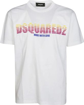 Dsquared2 Homme, Tops, Blanc, Taille: XL T-shirt homme blanc imprimé
