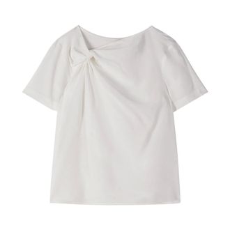 Patrizia Pepe Femme, Tops, Blanc, Taille: 38 FR Haut asym&eacute;trique &agrave; manches courtes