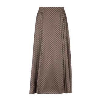 Balmain Hw Mini Monogram Satin Skirt - - Skirts - Damen - Braun - L