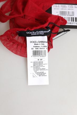 Dolce & Gabbana Sheer Acetate Elbow-Length Gloves - Red