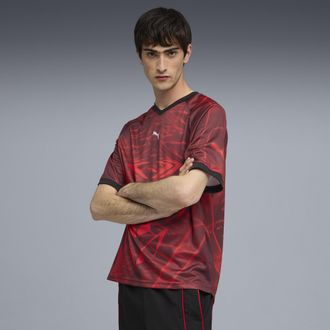 Puma Maillot de football d&eacute;contract&eacute; &agrave; imprim&eacute; int&eacute;gral PUMATECH Unisexe, V&ecirc;tements, Rouge, L