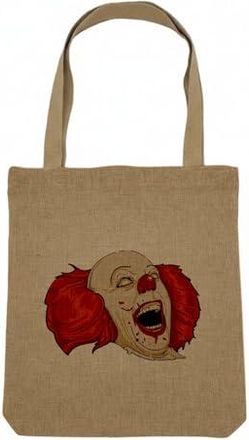 Fabulous Sac Shopping Tote Bag Aspect Lin - Clown Monstre Halloween Peur Horreur Film - Sac de Courses Toile Epaisse 360g Beige Naturel Cabas Port&eacute; Epaule Soli