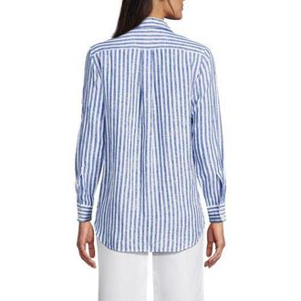 Lands End Leinenbluse, Damen, Gr&ouml;&szlig;e:32-34 petite, Blau, Leinen, by Lands End