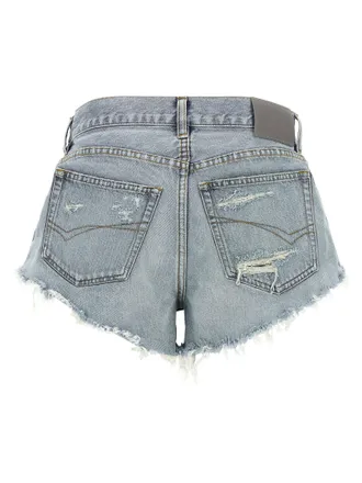 Balenciaga Distressed Denim Shorts - Light Blue