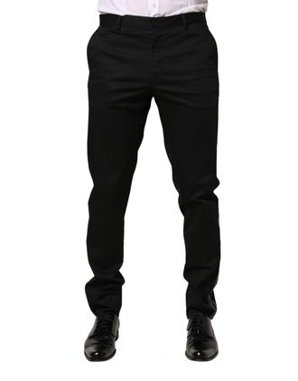 Dolce & Gabbana Mens Cotton-Elastane Dress Trousers Black