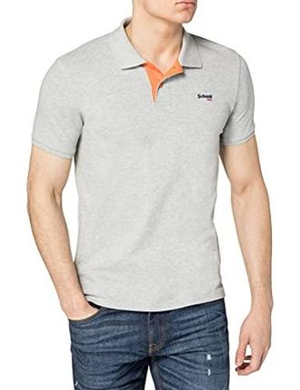 Schott NYC Homme Manches Courtes Polo Shirt, Hgrey/ Orange, XL EU