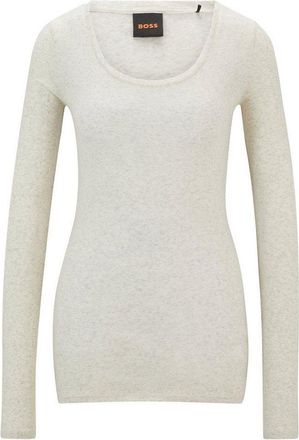 HUGO BOSS Langarmshirt Elayer Premium Damenmode mit tiefem Ausschnitt