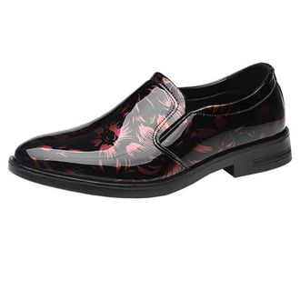 Generic Chaussures habill&eacute;es daffaires pour homme verni sans lacets &agrave; enfiler - Bout pointu - Chaussures en cuir &agrave; talon bloc - Antid&eacute;rapantes - Tendance - Po