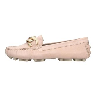 Emanuelle Vee Wildleder-Loafer mit goldfarbenen Applikationen - - Shoes - Damen - Rosa - 40 EU