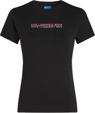 Karl Lagerfeld Womens, Slim Short Sleeve Reflection Tee, Slim Fit, Black, S