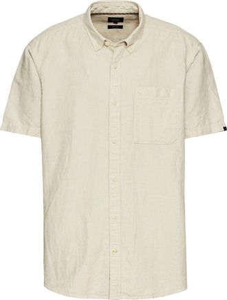 Camel Active Herren Kurzarmhemd aus einem Baumwoll-Leinenmix Beige, menswear-5XL