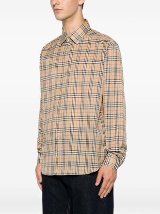 Burberry Check Cotton Shirt - Beige