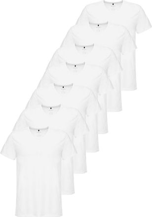 Tazzio T-Shirt Herren 7er-Pack V-Ausschnitt Shirt V-Neck Basic E107 (Wei&szlig;, XXL)