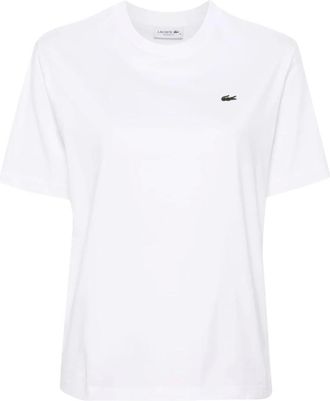 Lacoste Femme, Tops, Blanc, Taille: 42 FR T-shirt en coton Pima coupe d&eacute;contract&eacute;e