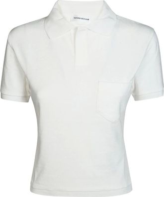 Victoria Beckham Femme, Tops, Blanc, Taille: 40 FR Polo Collar Top