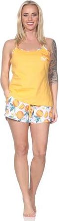 Normann Pyjama shorty pour femme au look frais et avec bretelles spaghetti, Orange, 46-48