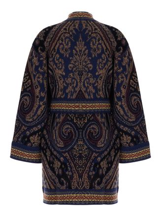 Etro Womens Cardigan Multicolour Belted Wool Tops Top