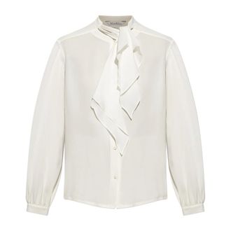 Max Mara Leccio Silk Shirt - Femme - Blouses et Chemises - Blanc - Taille: 32 FR