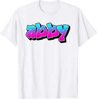 BDAZ Abby Graffiti Personalisierter Name Blau Rosa Frauen M&auml;dchen T-Shirt