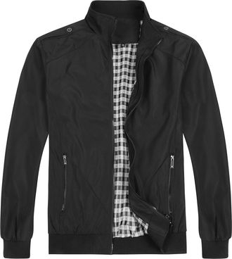 AlltheMen Herren Bomberjacke mit Stehkragen, &uml;&sup1;bergangsjacke f&uml;&sup1;r den Herbst, l?ssige Sportjacke Schwarz