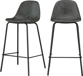 Rendez-Vous Déco Rendez-vous Déco - Lot de 2 chaises pour îlot central 65 cm en cuir synthétique gris - henrik