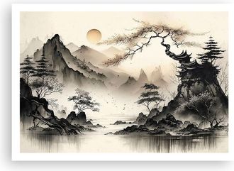 Arttor Poster ohne Rahmen Deko 100x70cm Asien Japan Sicht Wandposter Art Prints Wanddeko Bild Wand Kunstdruck Wandbilder Dekoration Wohnzimmer Schlafzimmer K