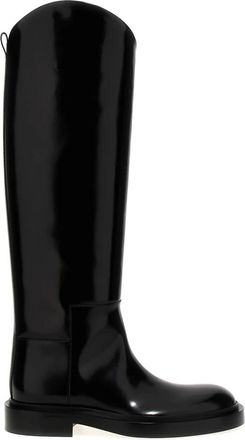 Jil Sander Femme, Chaussures, Noir, Taille: 35 EU Leather Bottes